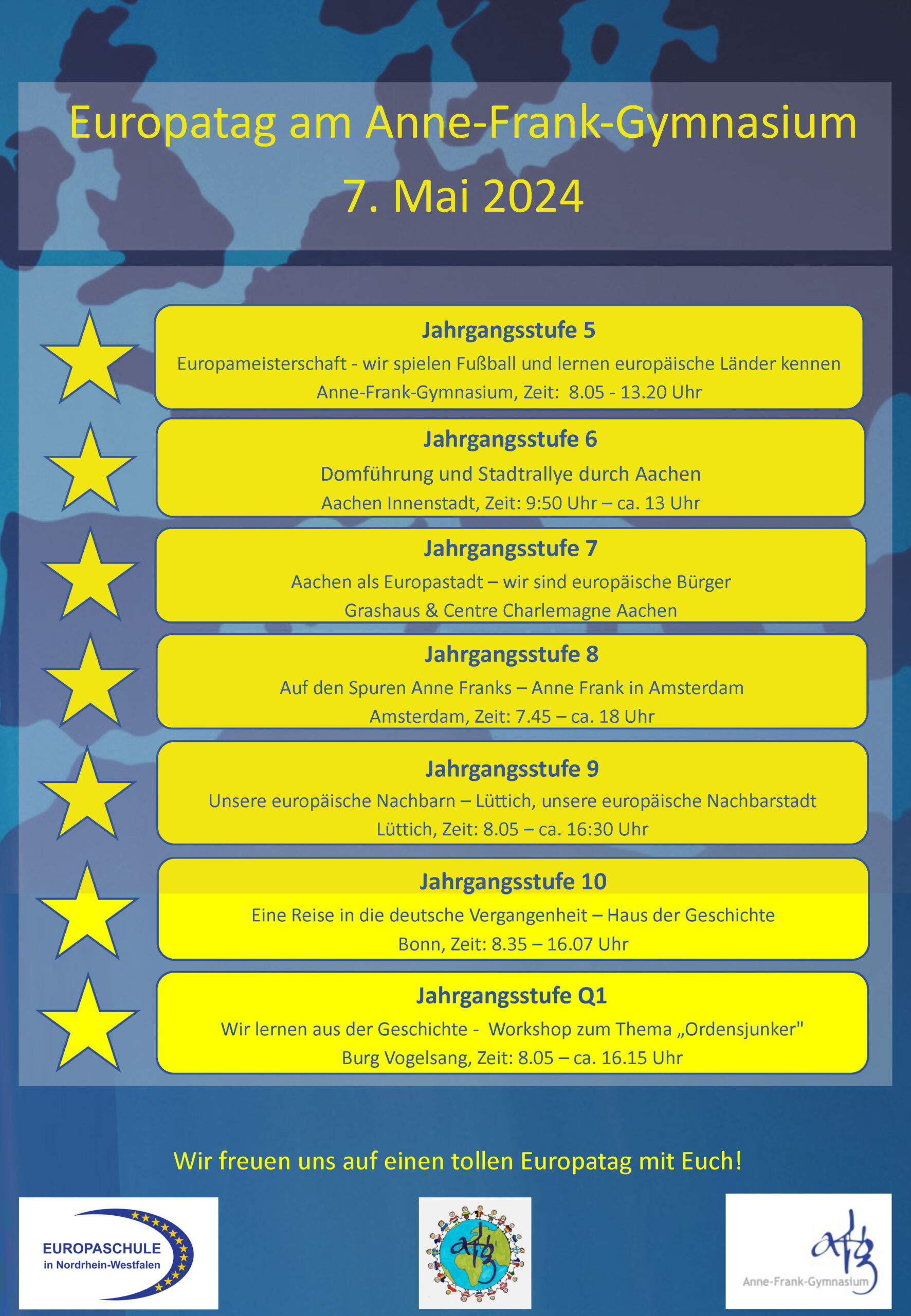 Programm des Europatags am AFG 2024 – Anne-Frank-Gymnasium Aachen